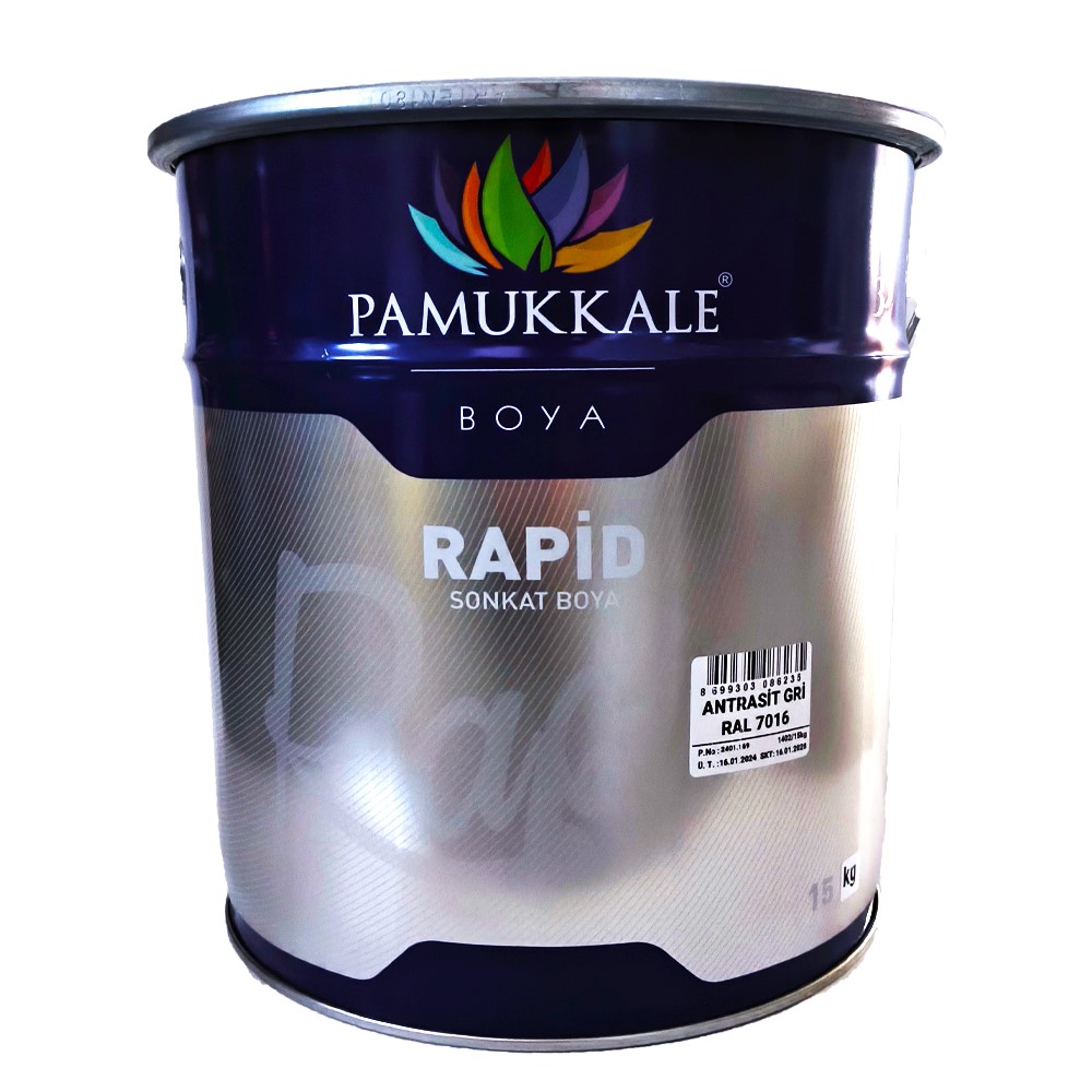 Pamukkale Rapid Hızlı Kuruyan Metal Yüzey Boya 15 Kg 7016 Antrasit Gri ...
